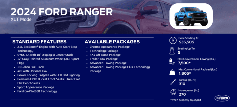 Explore The 2024 Ranger XLT Trim Model | Bill Brown Ford