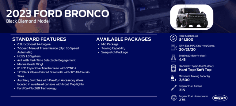 Breakdown Of The 2023 Bronco Black Diamond Specs | Bill Brown Ford